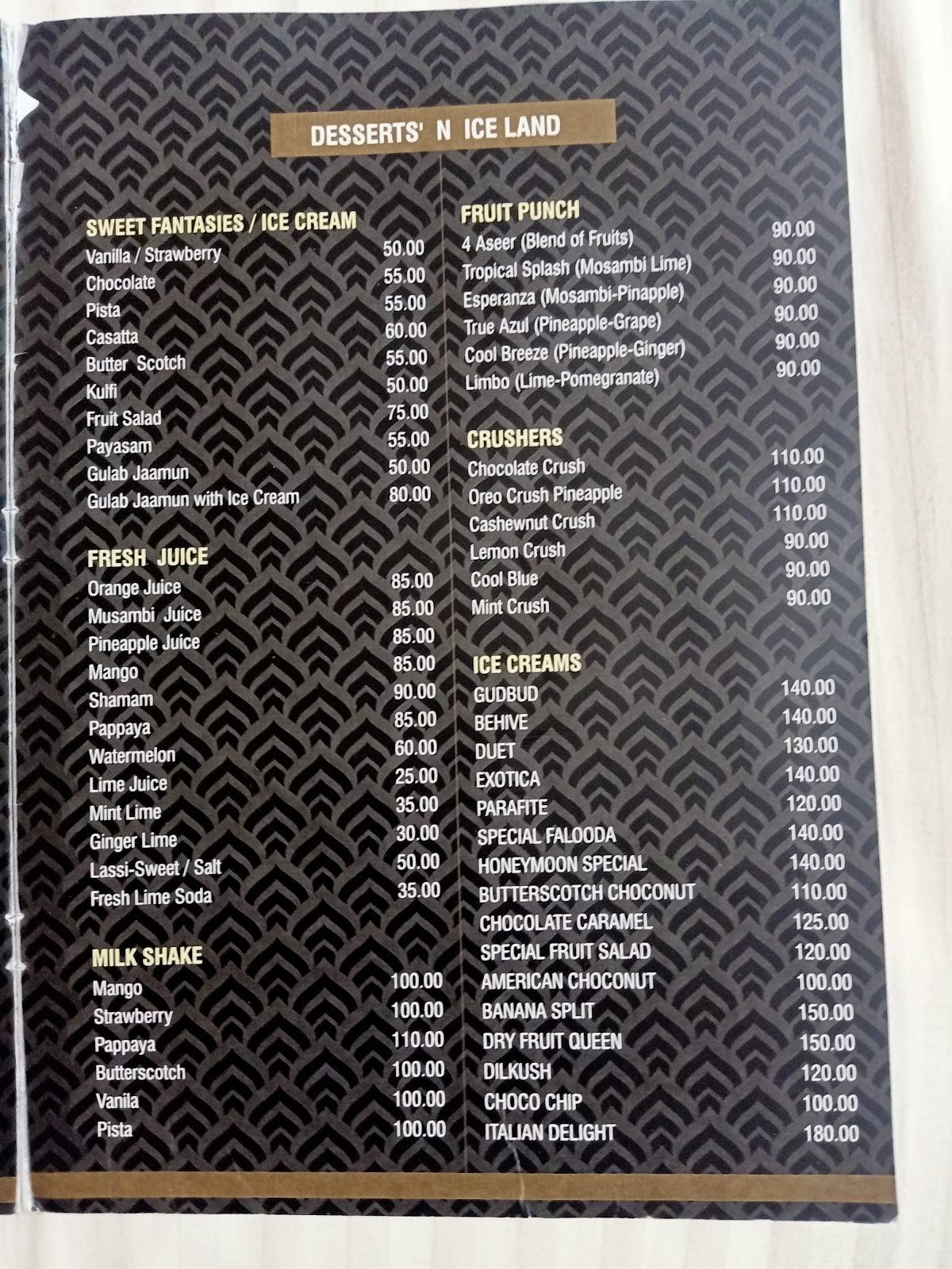 Menu at City Queen, Thiruvananthapuram