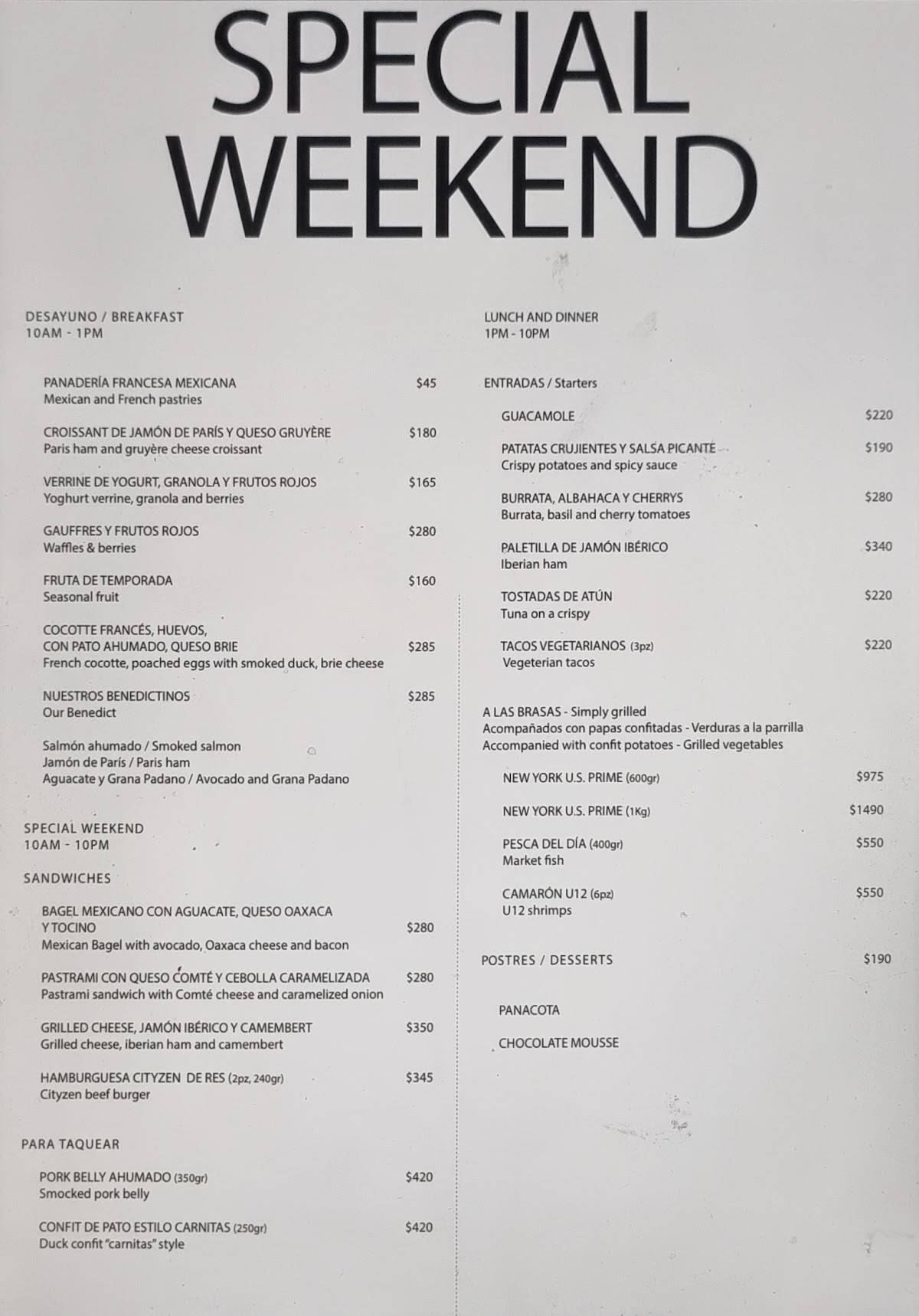 Carta del pub y bar Cityzen, Ciudad López Mateos