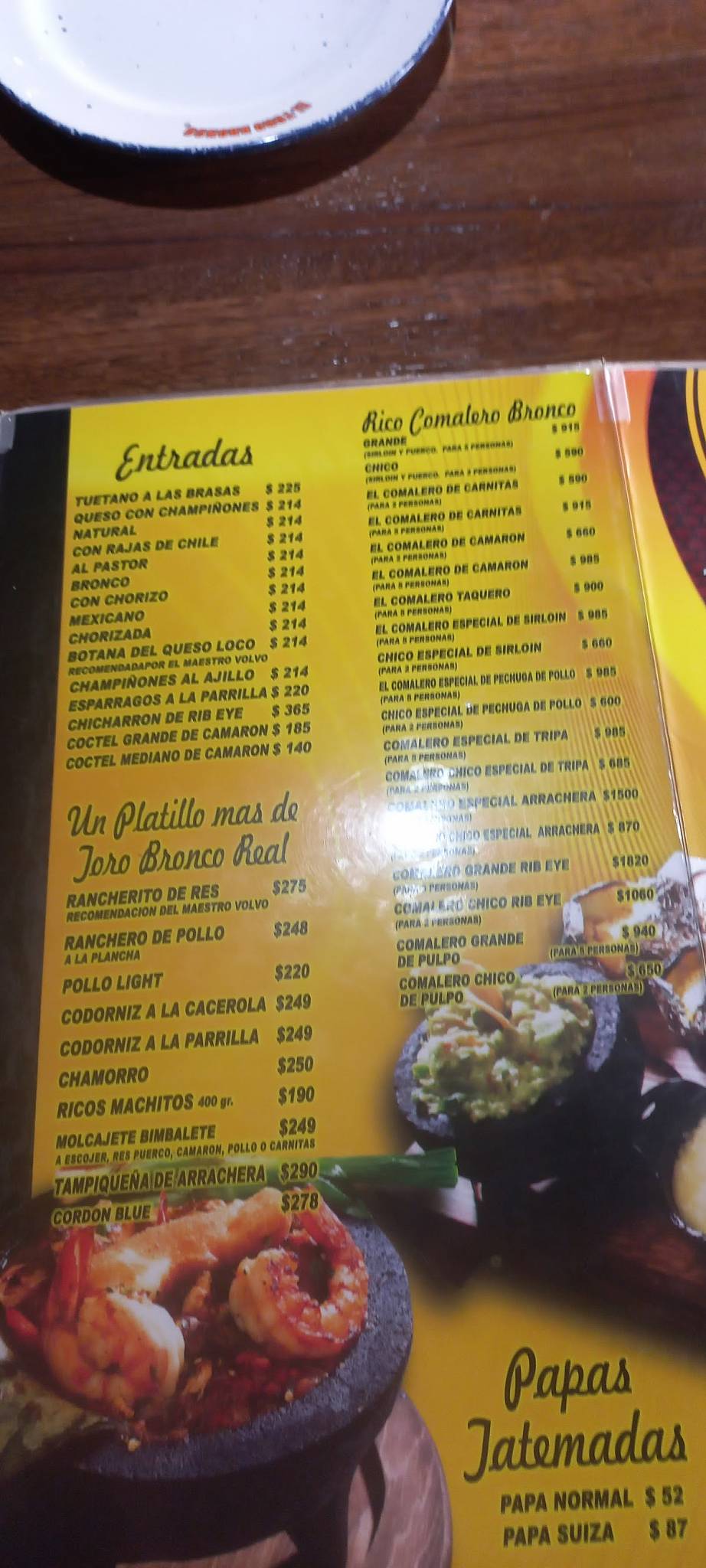 Carta del restaurante Toro Bronco Real, Ciudad Juarez, Av. Waterfill 427