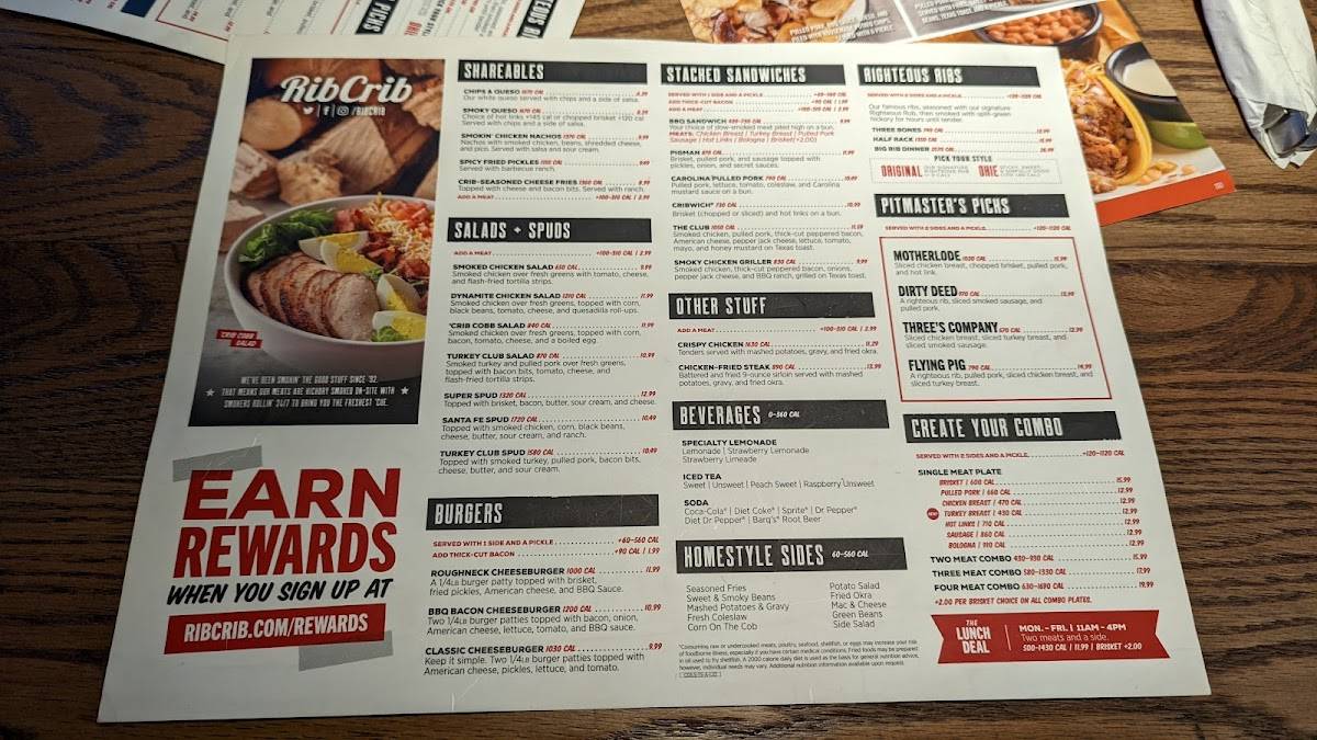 Menu at RibCrib BBQ, Claremore, S Lynn Riggs Blvd