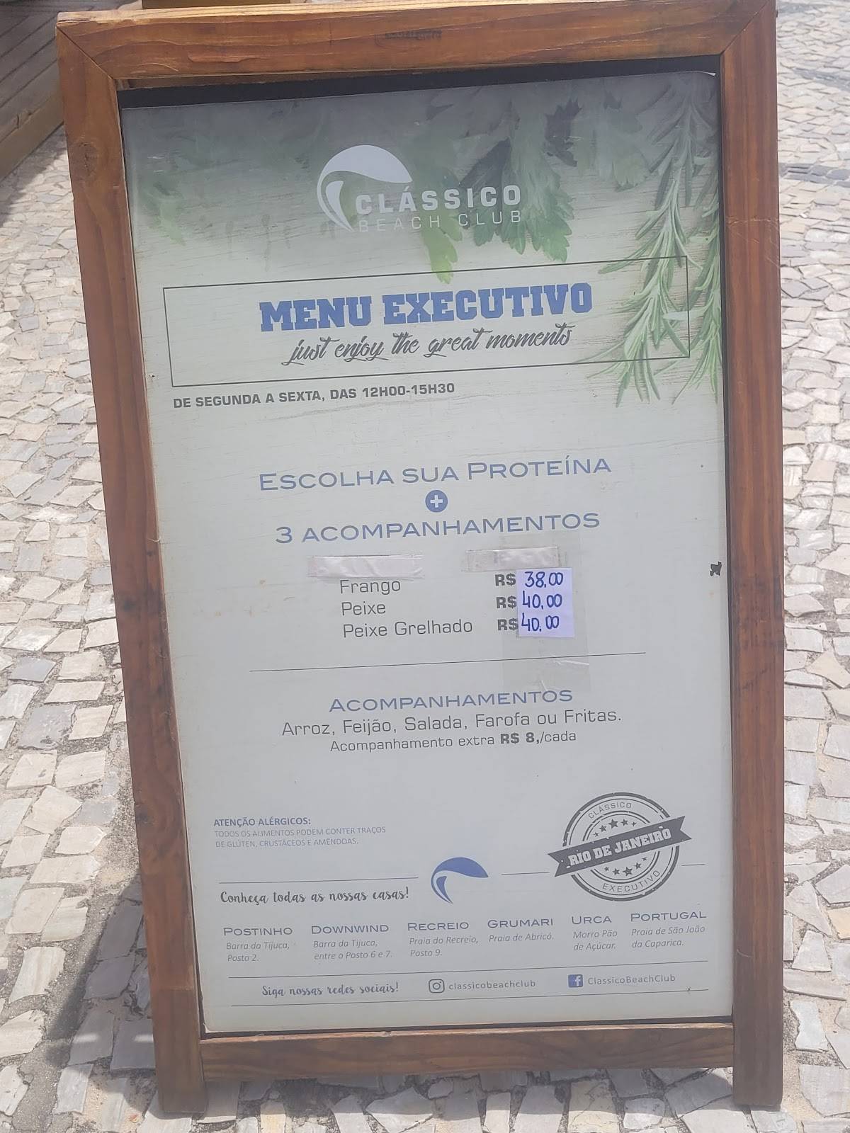 Menu em Clássico Beach Club, Rio de Janeiro, Av. Lúcio Costa