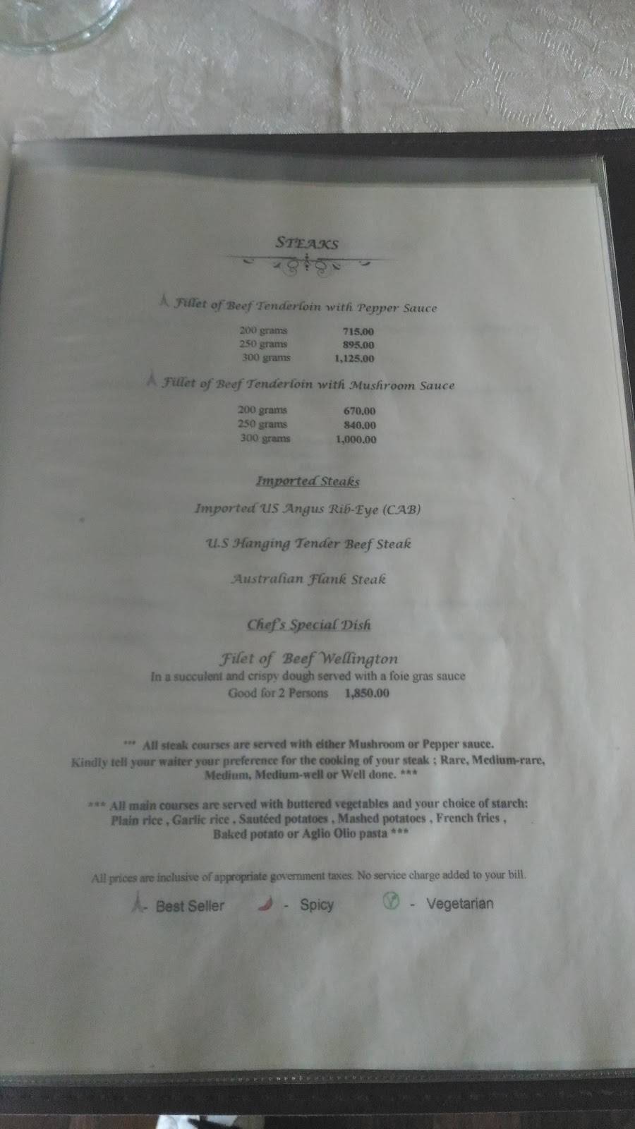 Menu at Claude's Le Cafe de Ville, Davao City