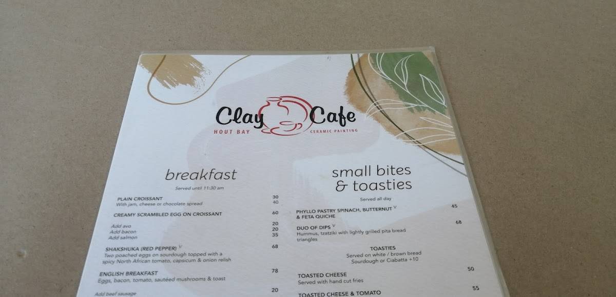 Menu at Clay Café Hout Bay restaurant, Cape Town