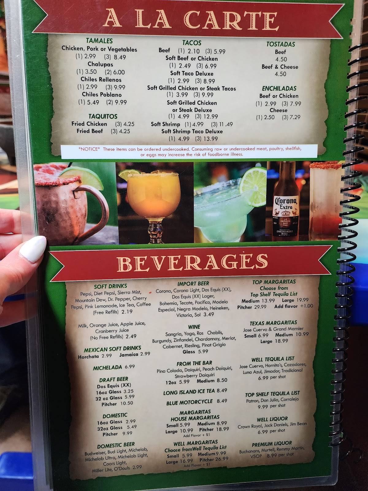 Menu at Monte De Rey Mexican Restaurant, Clemmons, Harper Rd
