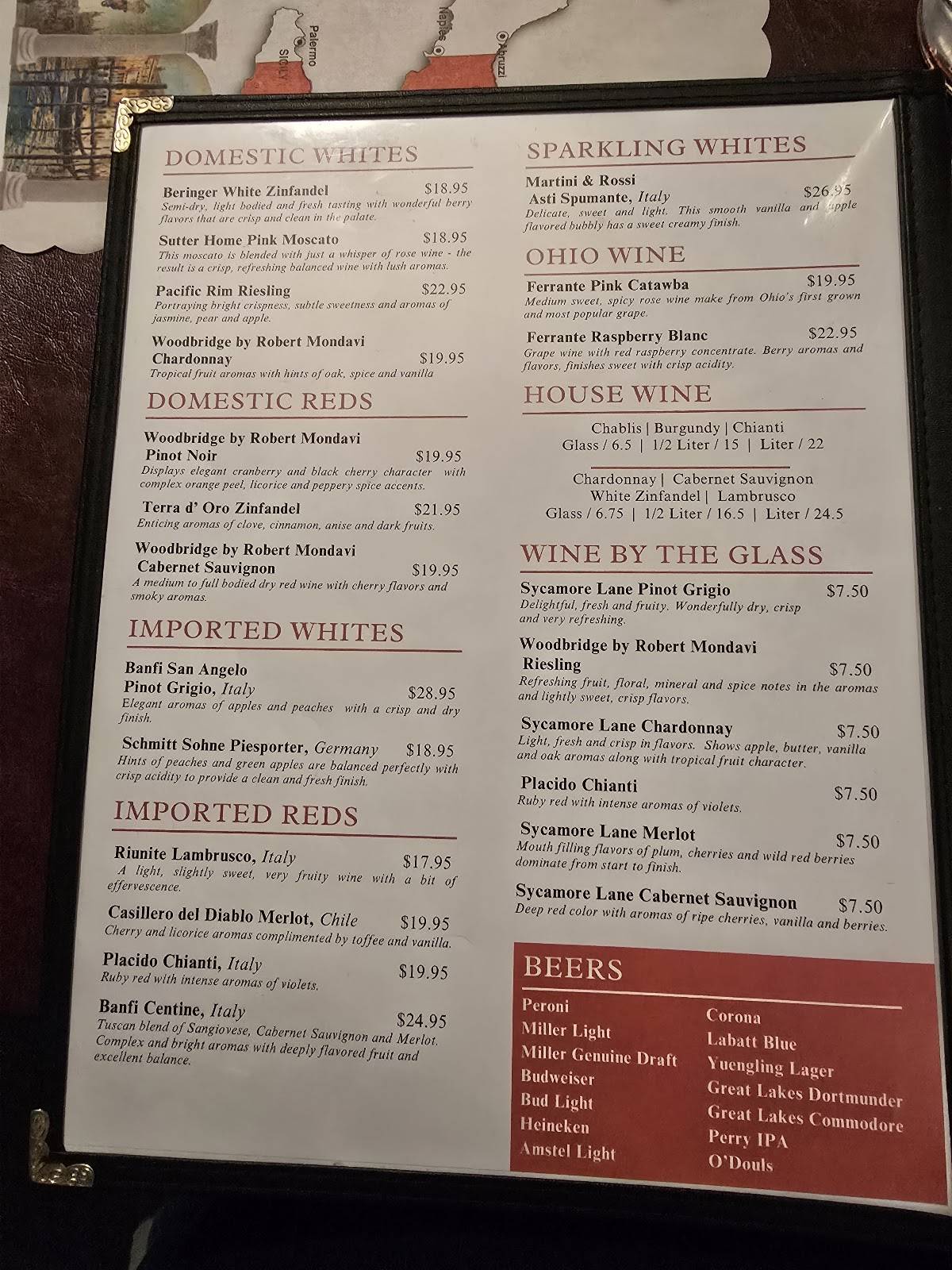 Menu at Corso's Italian Restaurant, North Olmsted