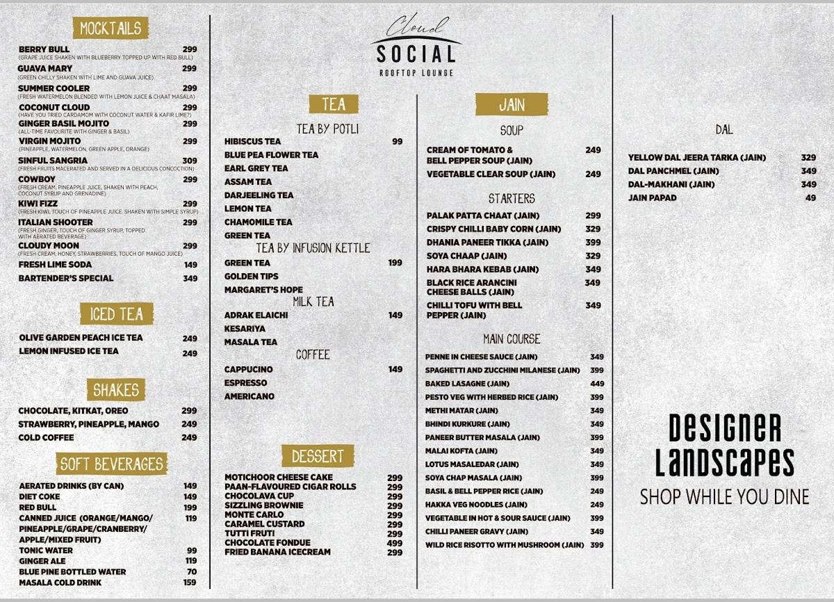 Menu at CLUB AERIES - SKYBAR & KITCHEN, Kolkata, Spencer's 6thFloor terrace