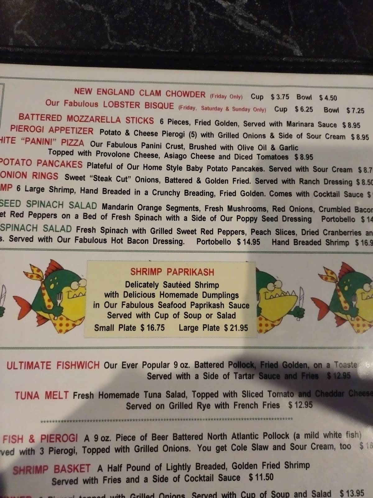 Menu at Clubhouse, Parma Heights