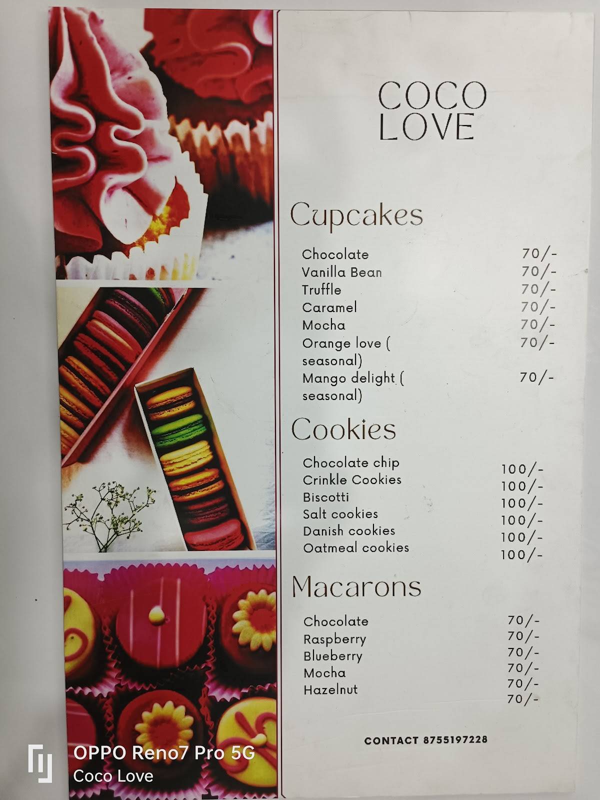 Menu at Coco Love, Dehradun