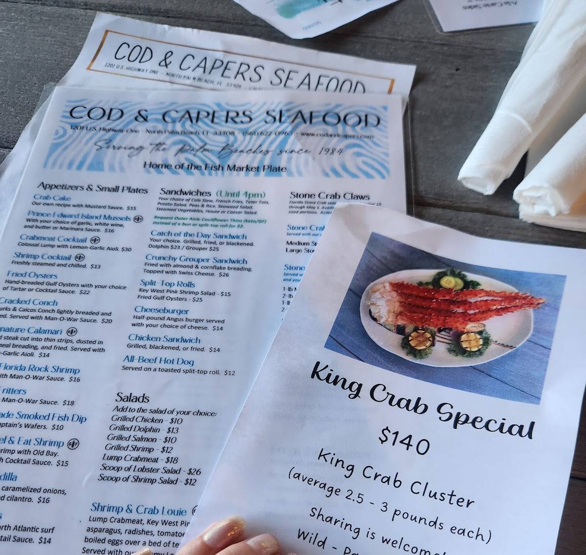 Menu at Cod & Capers Seafood Marketplace and Café restaurant, North ...