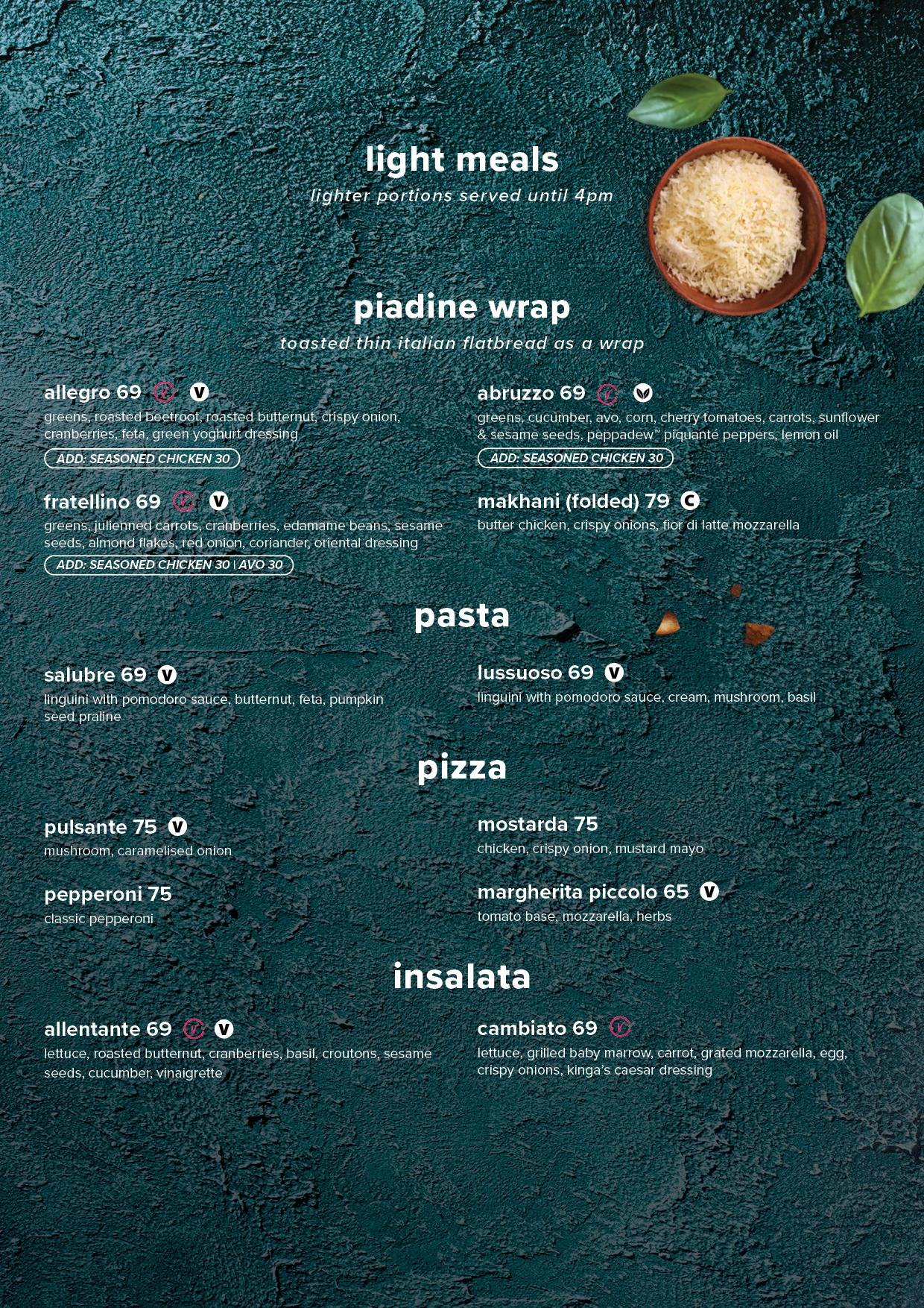 Menu at Col'Cacchio Foreshore restaurant, Cape Town, Shop 2 Redefine ...