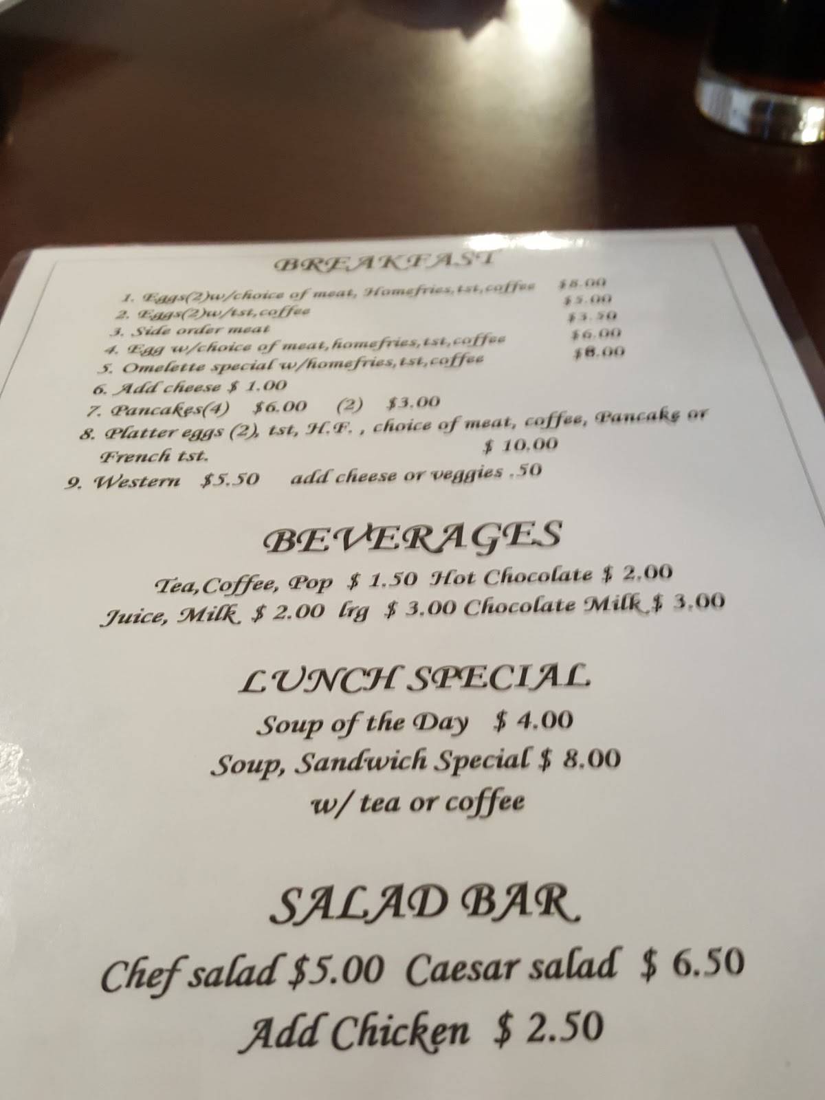 Menu at Colonial Sports Bar, Sudbury