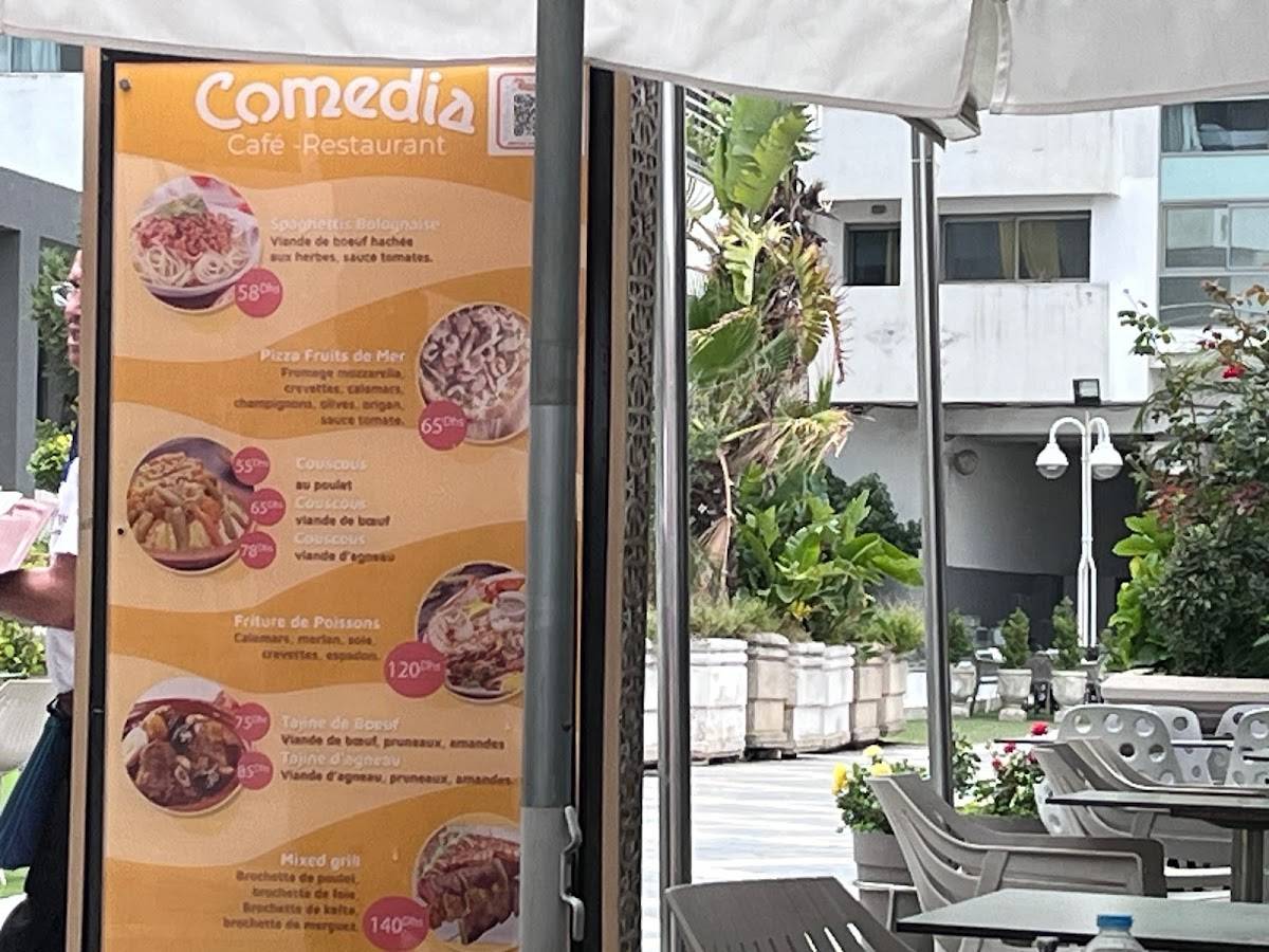 Menu au Comedia restaurant, Tanger