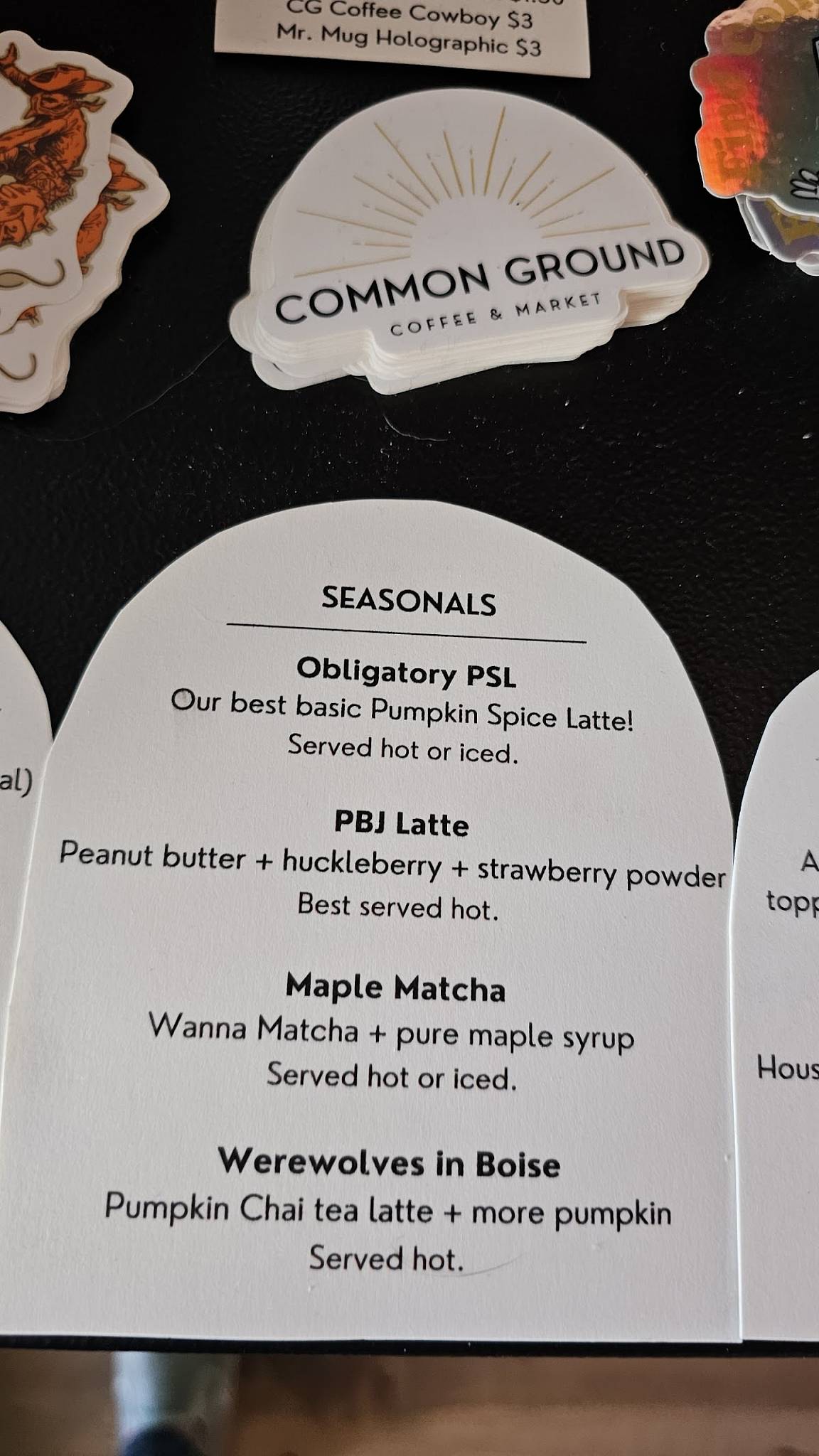 Menu at Common Ground Coffee and Market restaurant, Boise