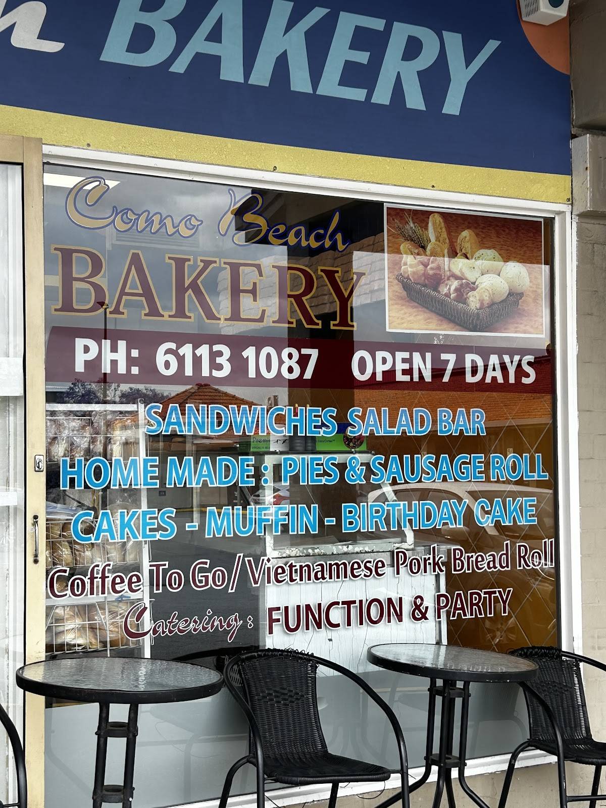 Menu at Como Beach Bakery, Como, Shop 8/25 Preston St