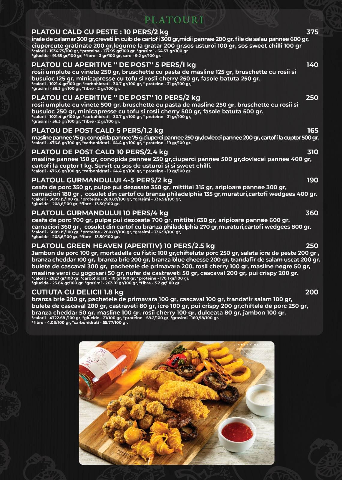 Menu at Complex GREEN HEAVEN Pucioasa, Pucioasa
