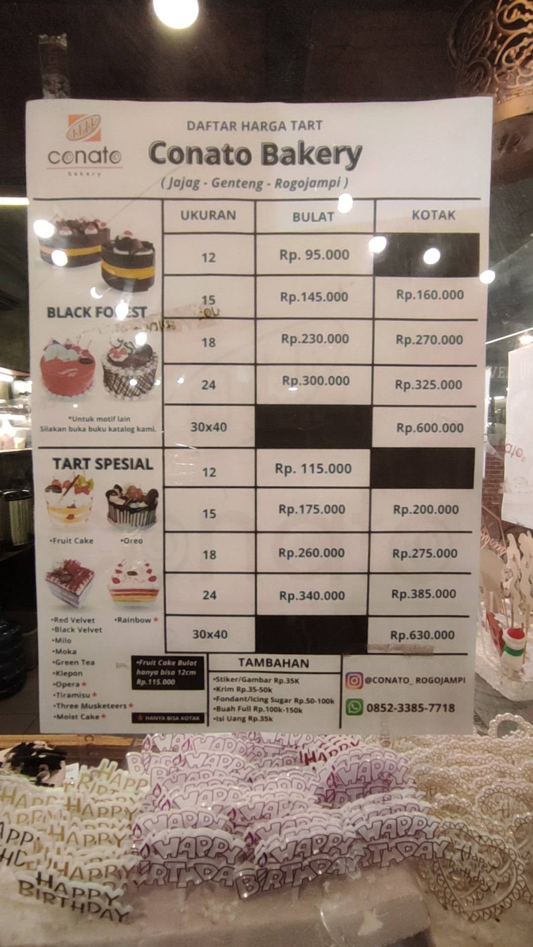 Carta de Conato Bakery & Cafe Rogojampi, Labanasem