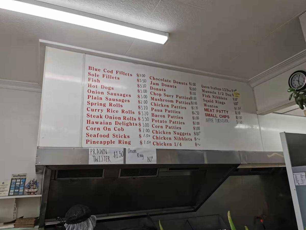 Menu at Concord Takeaways restaurant, Dunedin