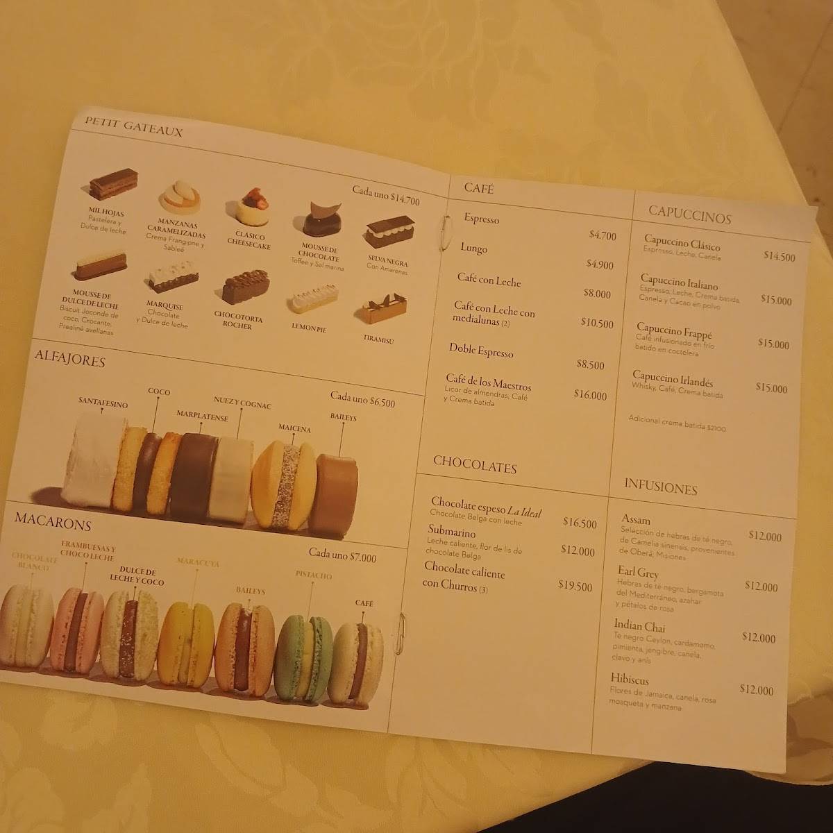 Carta del restaurante Confitería La Ideal, Buenos Aires, Suipacha 384