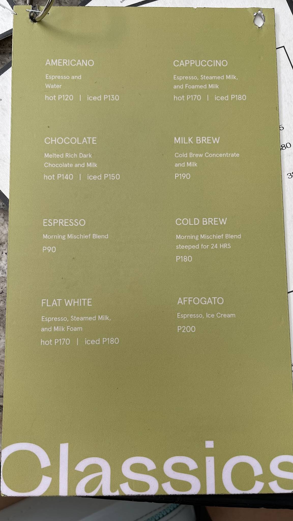 Menu at Cooper's Coffee Haus - Estancia Mall, Capitol Commons, Pasig