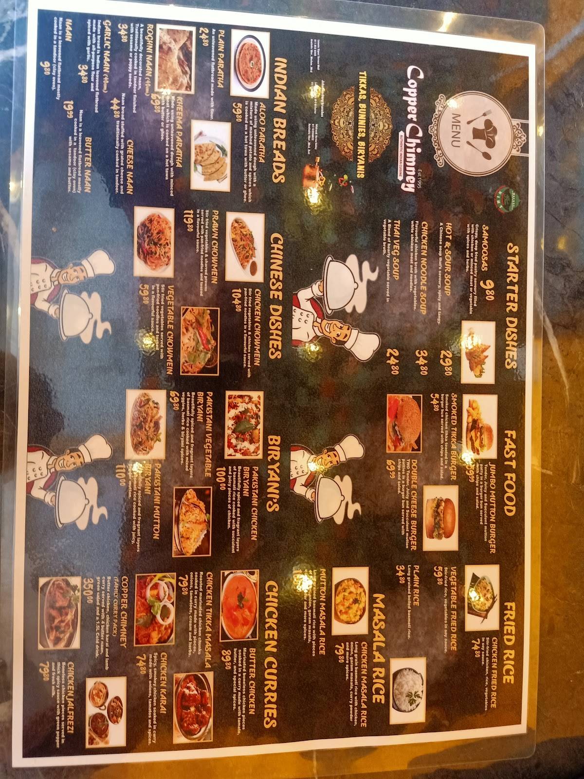 Menu at Copper Chimney Restaurant Midrand, Midrand, Waterfall Center