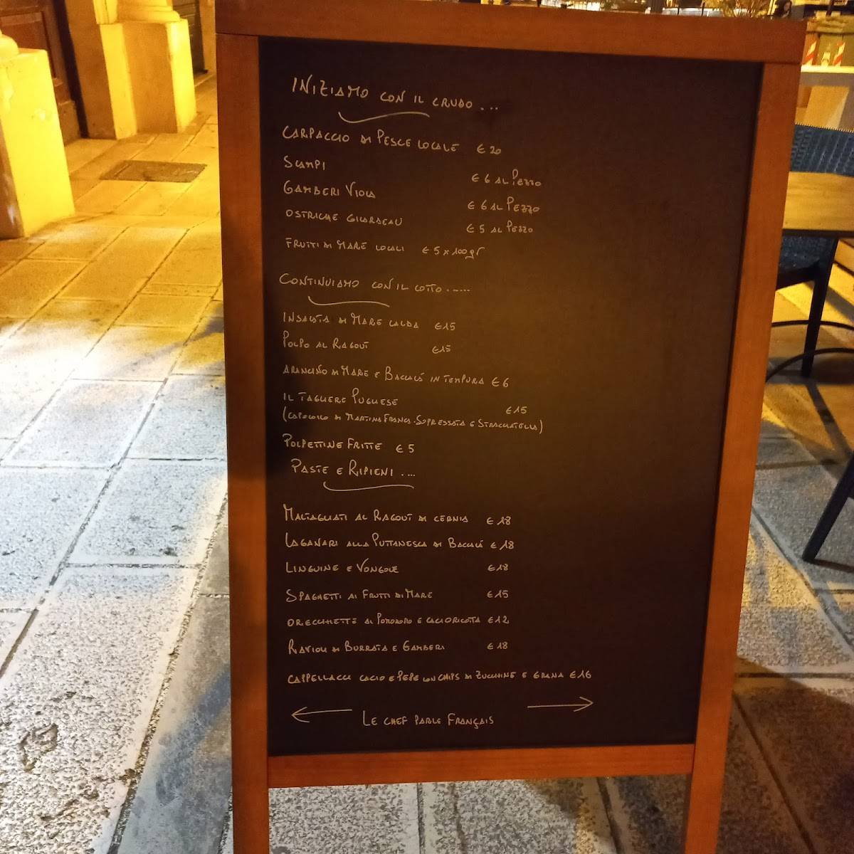 Menu at Core Restaurant, Taranto