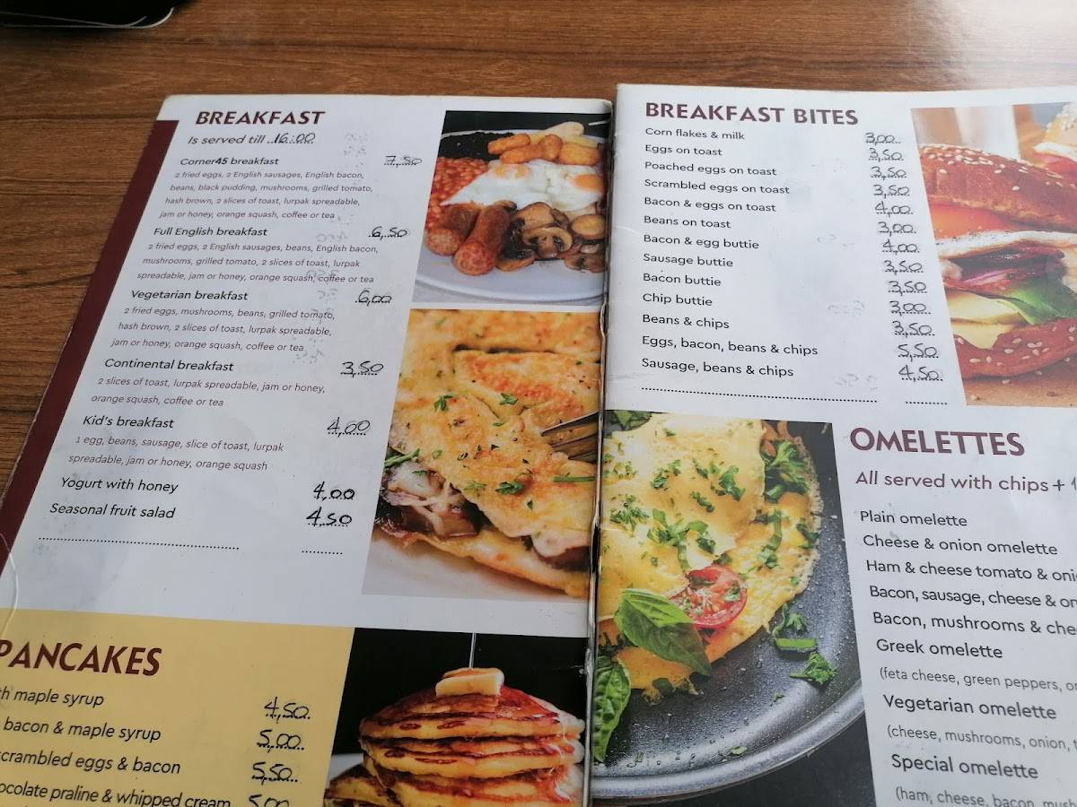 Menu at Corner 45, Kalamaki
