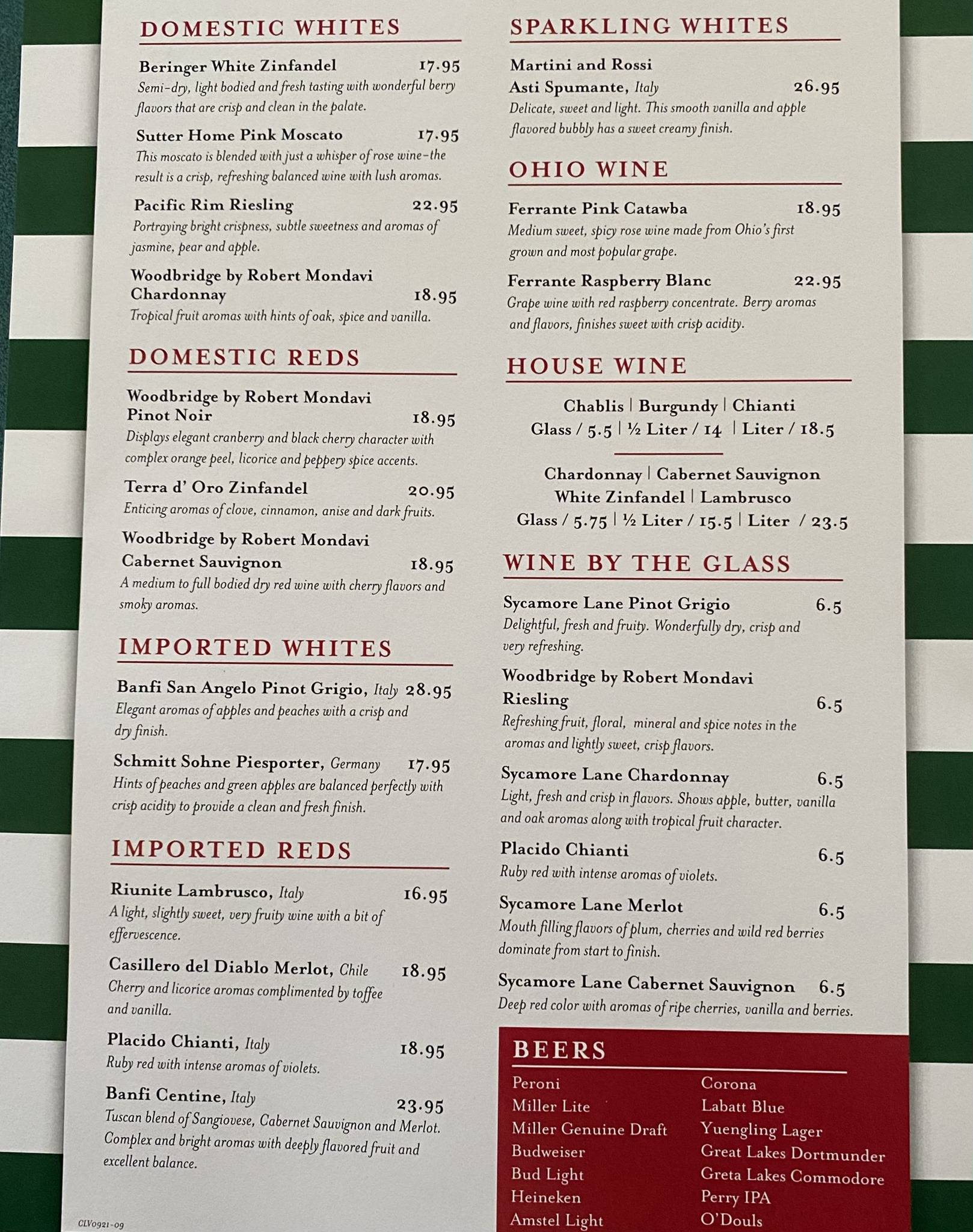 Menu at Corso's Italian Restaurant, North Olmsted
