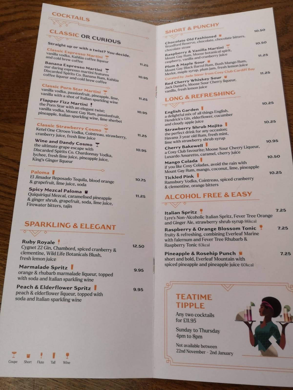 Menu at Cosy Club, Norwich