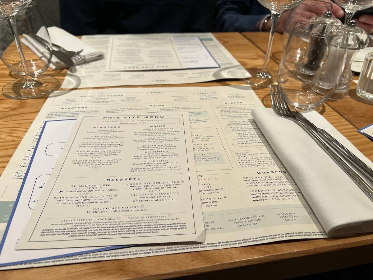 Menu at Côte Henley-on-Thames restaurant, Henley-on-Thames