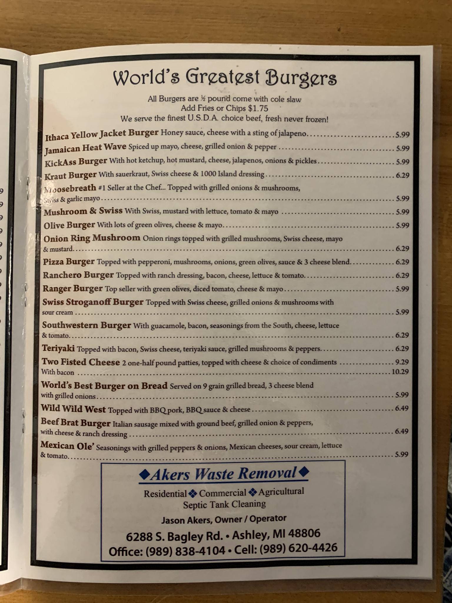 Menu at Country Chef Cafe, Ithaca
