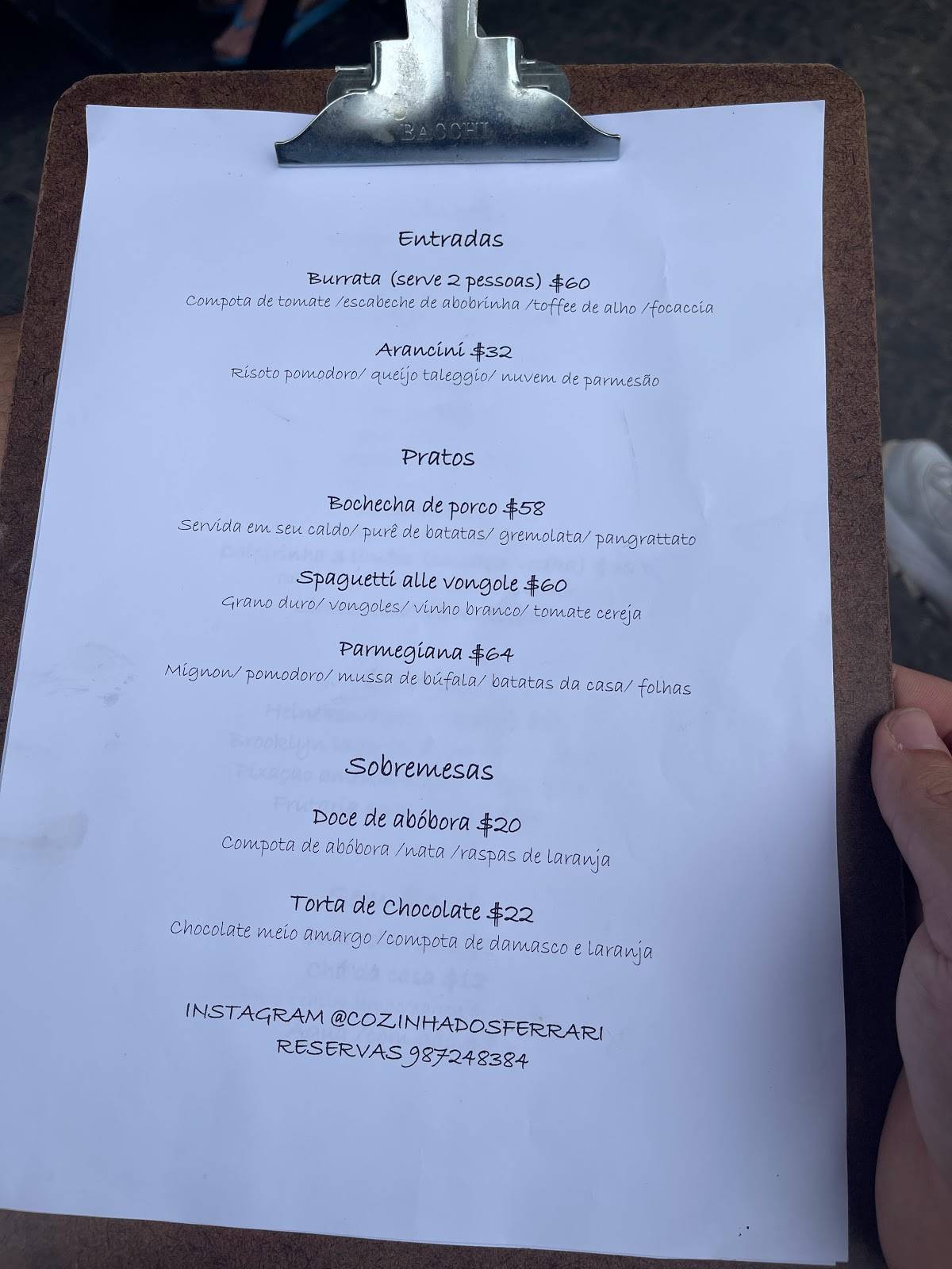 Menu em Cozinha dos Ferrari restaurante, São Paulo