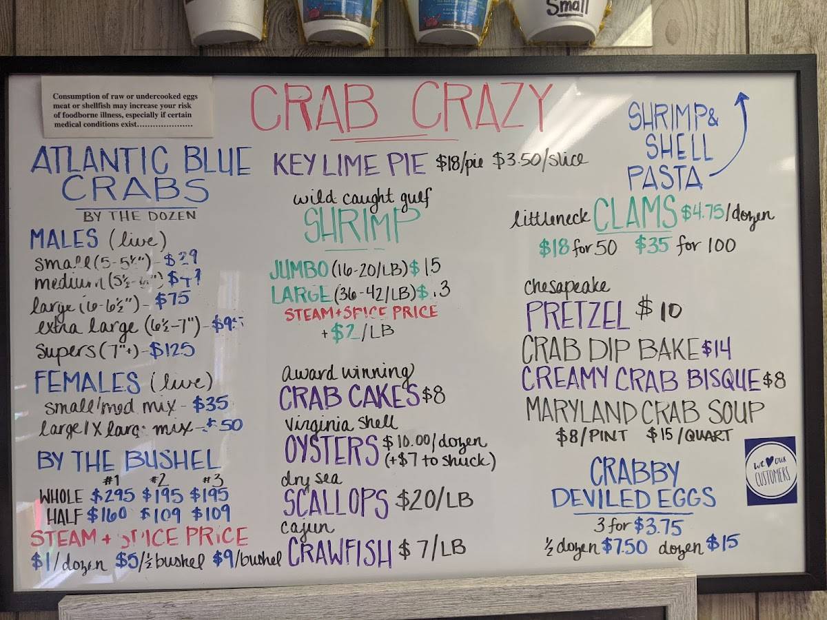 Menu at Crab Crazy restaurant, Temple