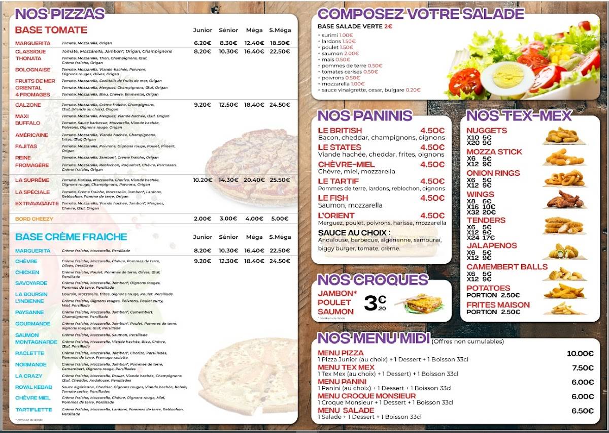 Menu au Crazy Pizza Saint-James pizzeria, Saint-James