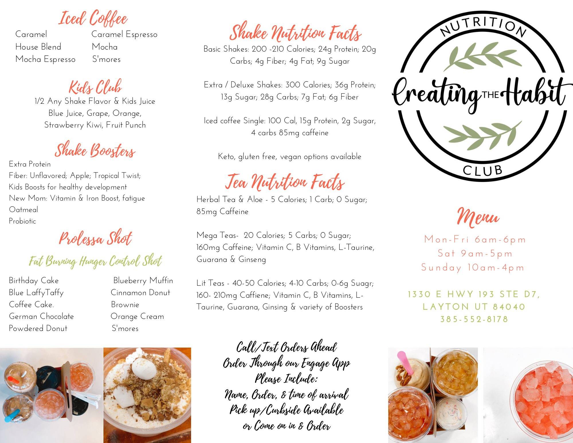 Menu at Creating The Habit Nutrition pub & bar, Layton