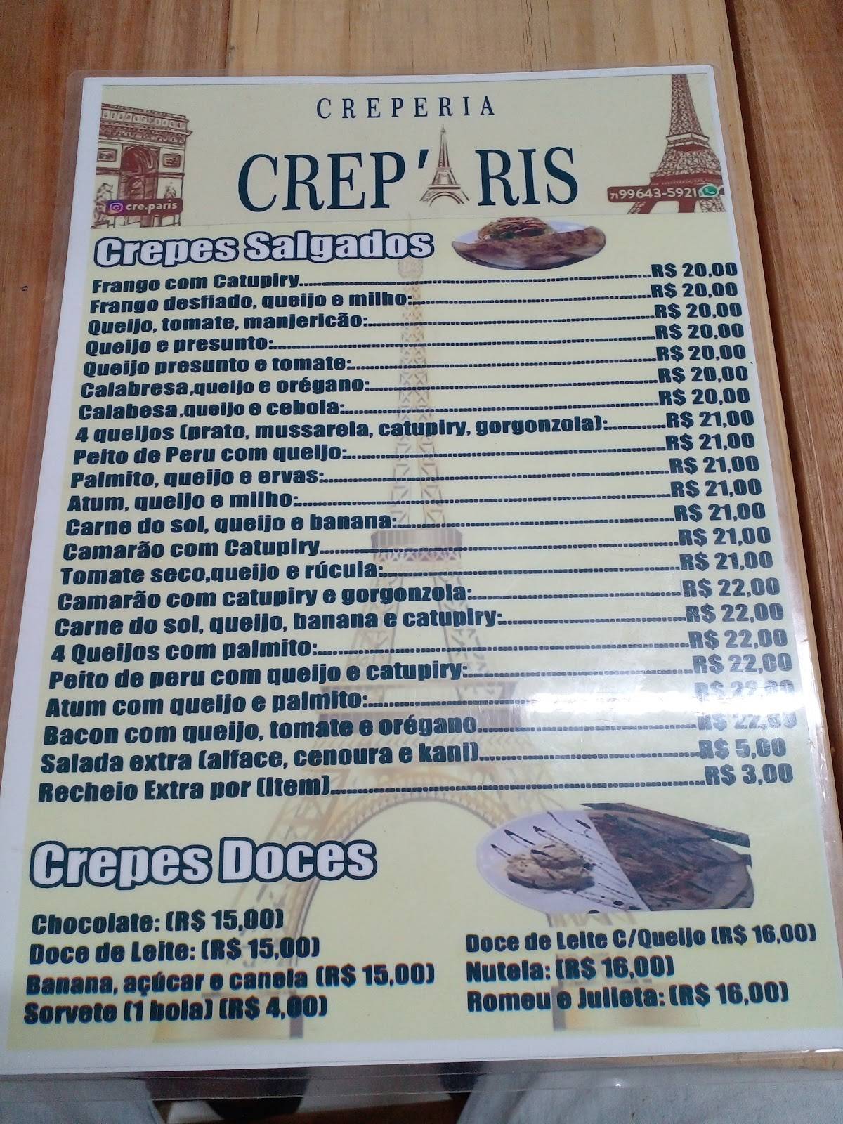 Menu em The Best Creperia restaurante, Salvador