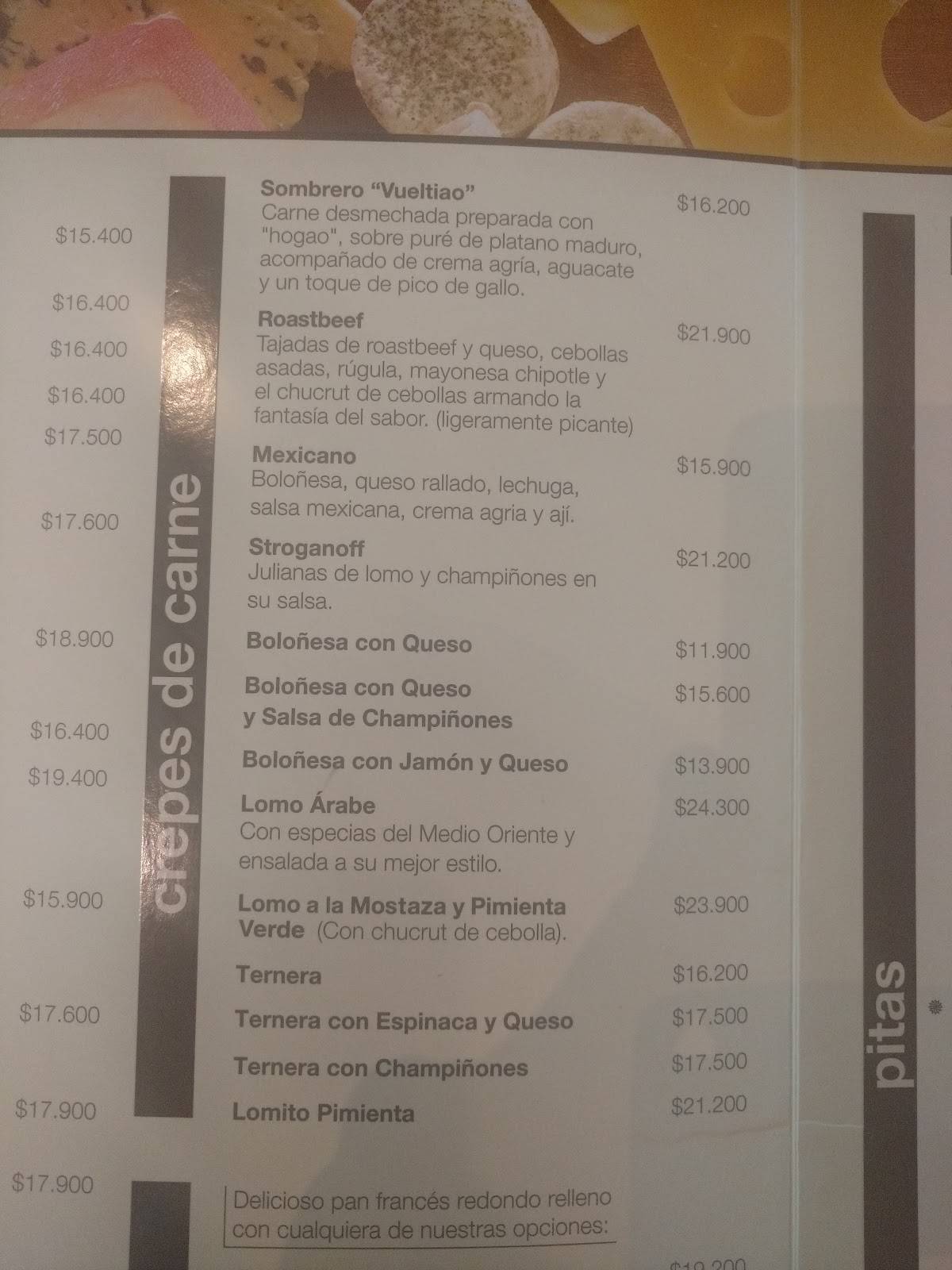 Carta del restaurante Crepes & Waffles Megamall, Bucaramanga