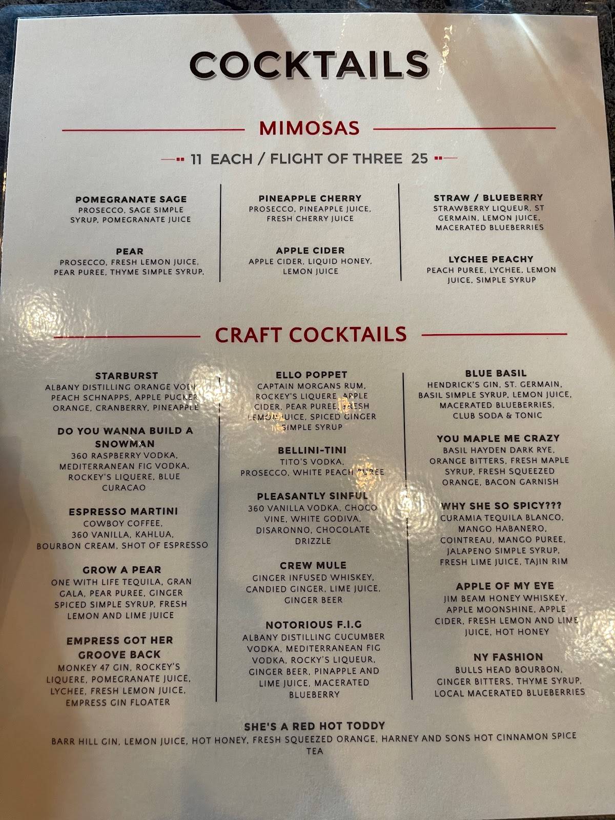 Menu at Crew Restaurant & Bar, Poughkeepsie