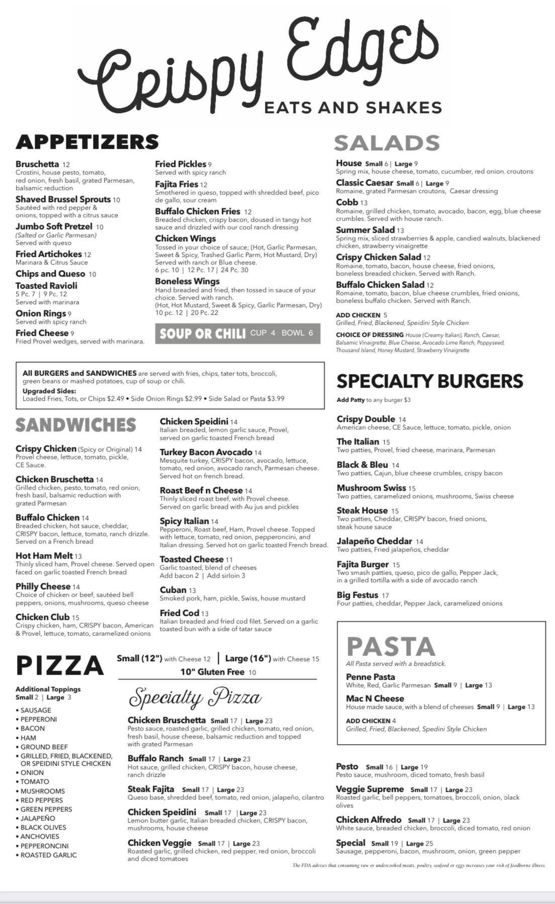 Menu at Crispy Edges desserts, Festus