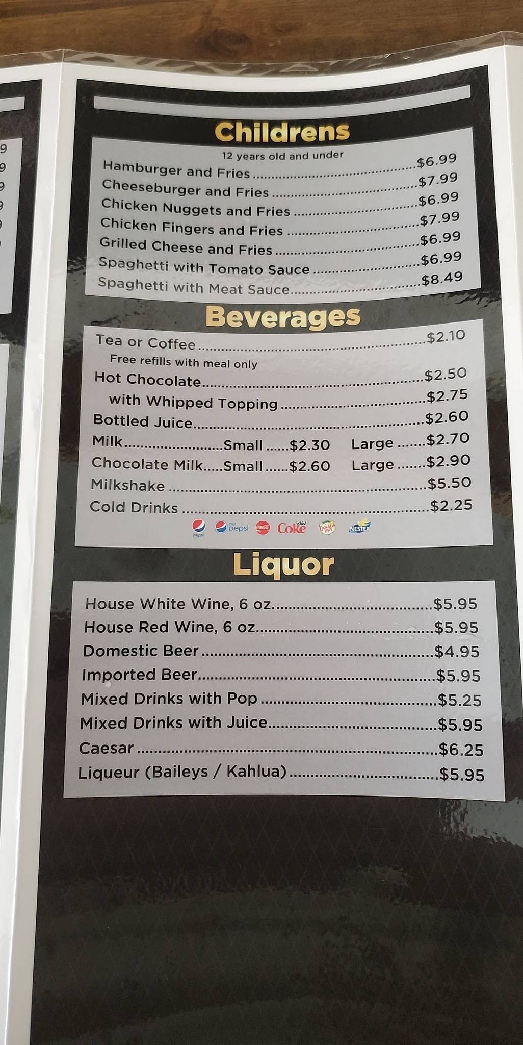 Menu at Cromwell Grill restaurant, Sarnia