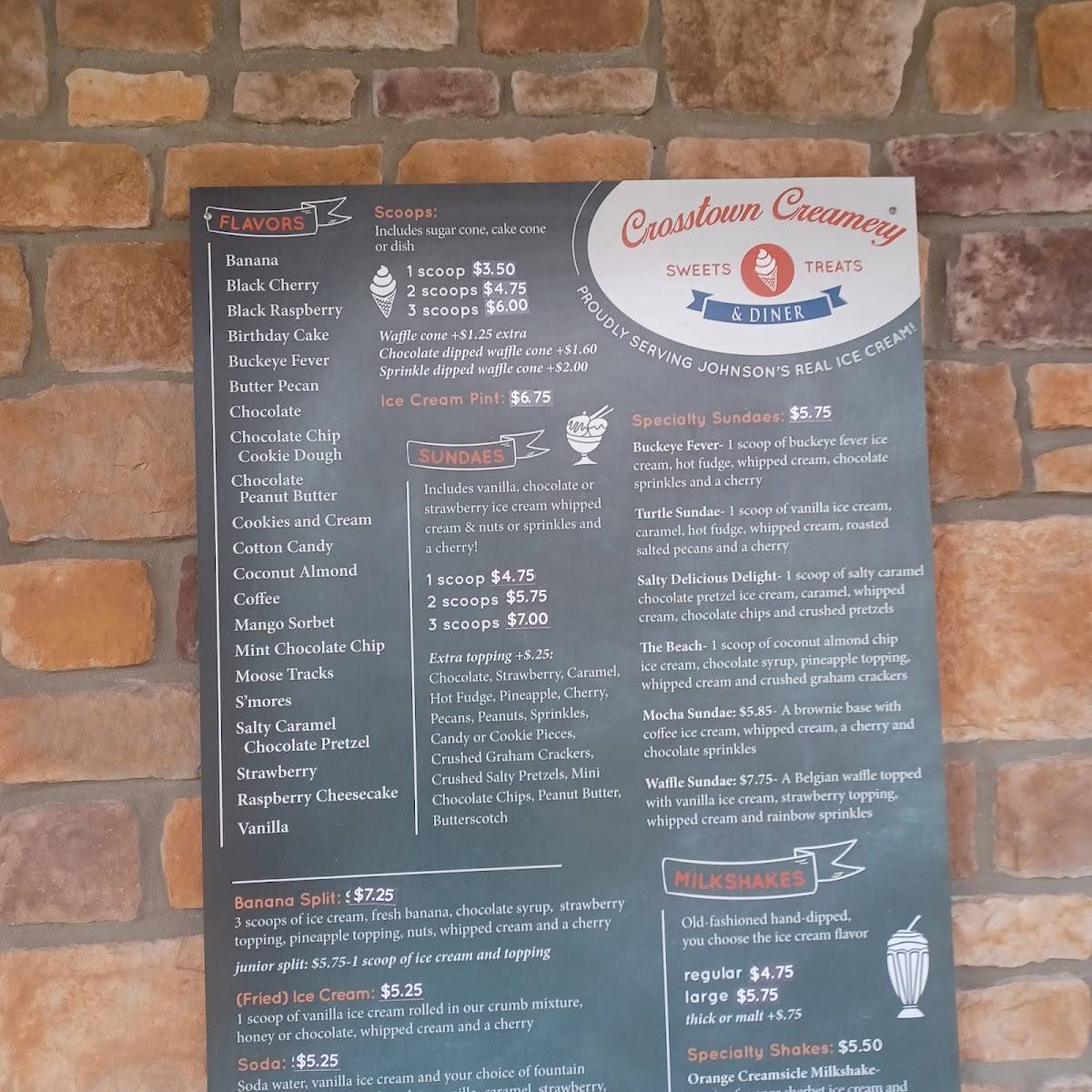 Menu at Crosstown Creamery restaurant, Tarlton, 90 E Main St