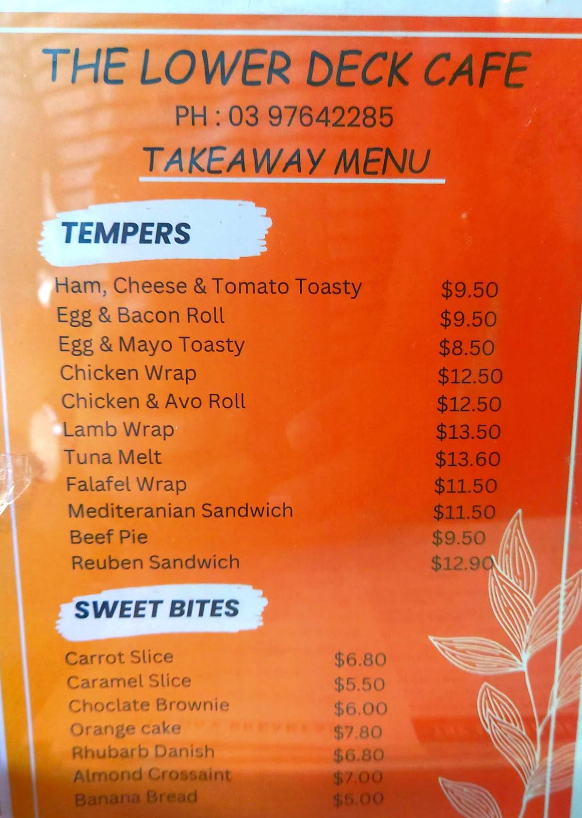 Menu at The Lower Deck Cafe., Croydon