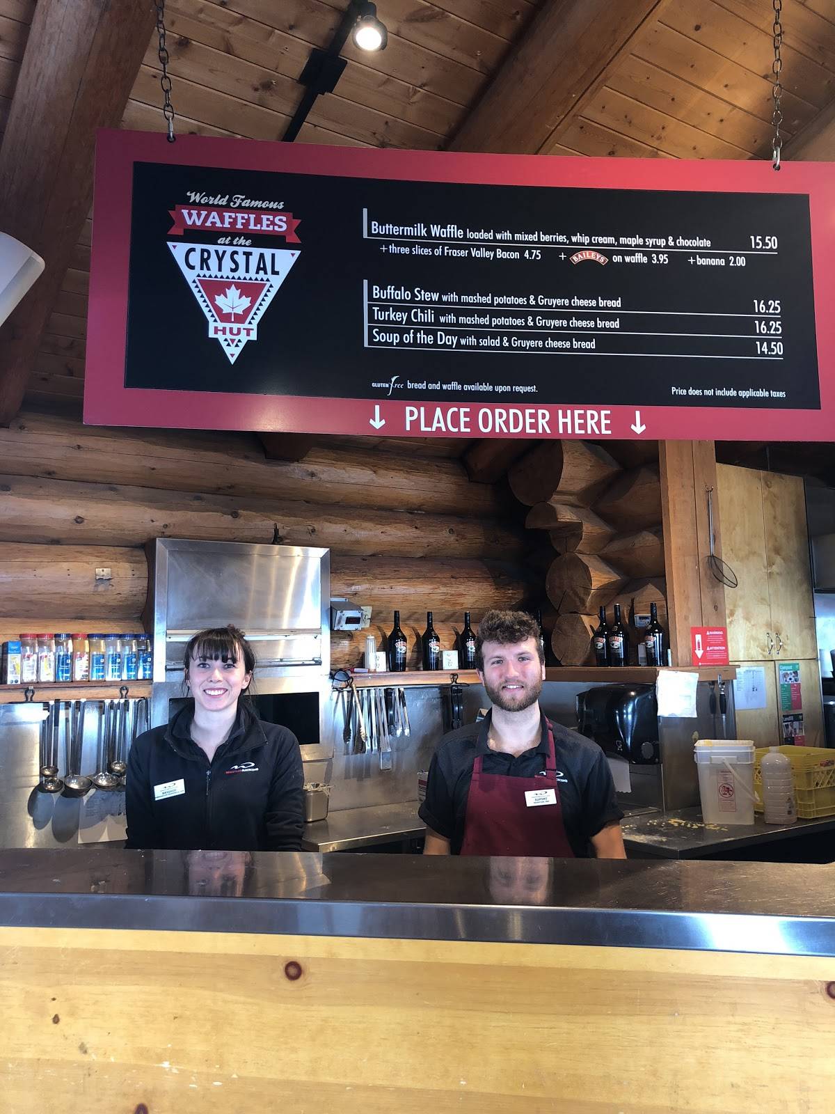 Menu at Crystal Hut restaurant, Whistler, Blackcomb Mountain