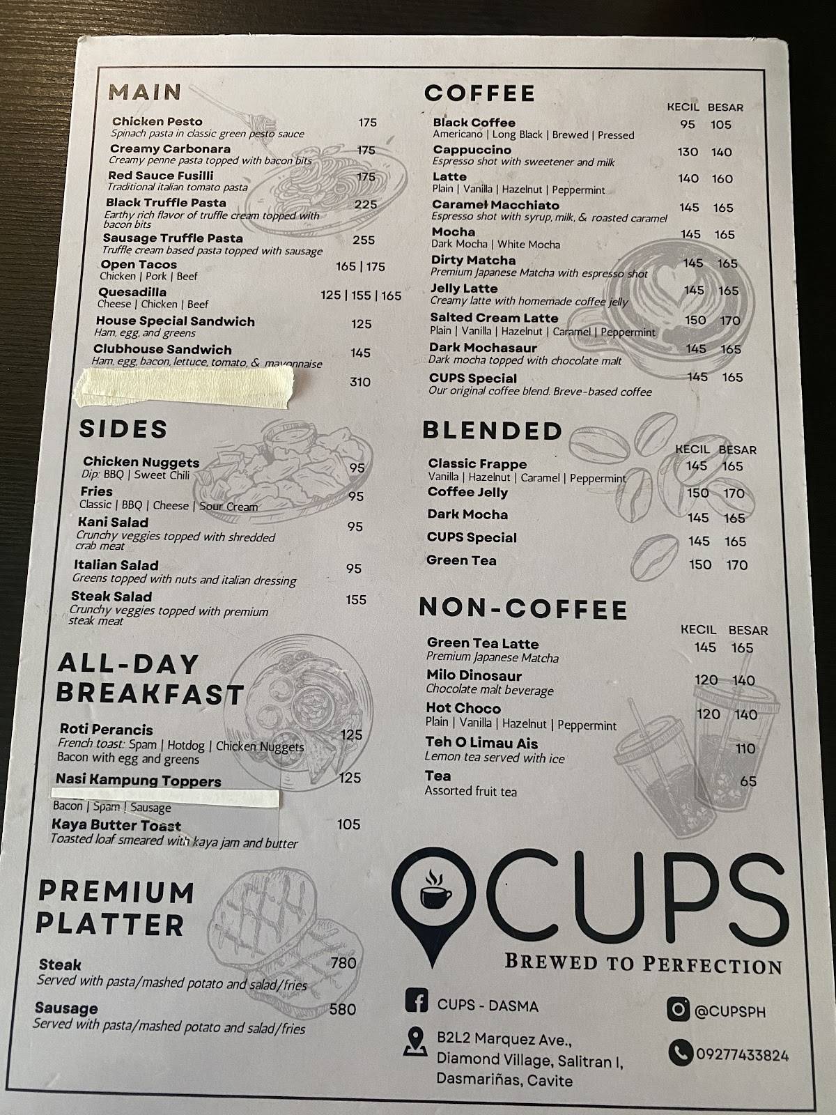 Menu at Cupsph - Dasma cafe, Dasmariñas