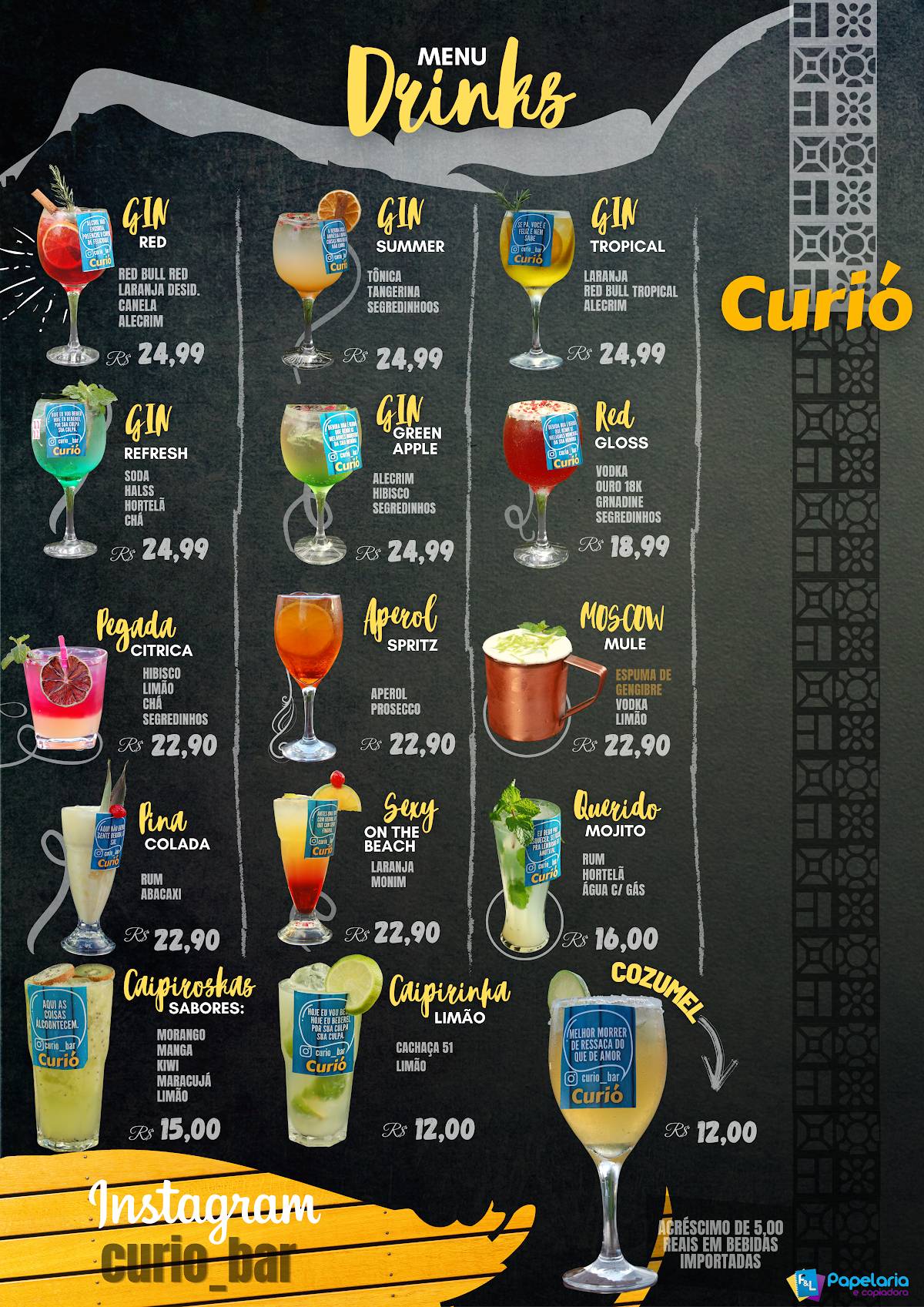 Carta de Curió Bar Restaurante, Santa Maria