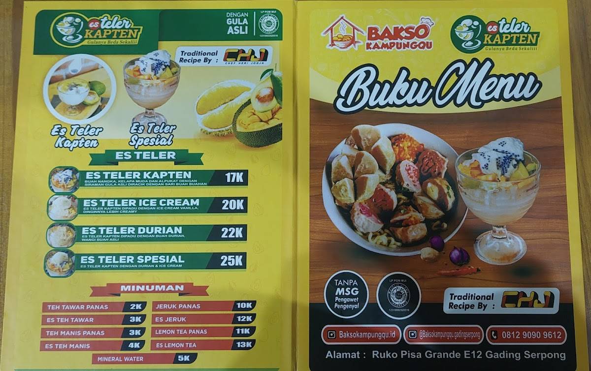 Menu at Bakso KampungQu Es Teler Pisa Grande restaurant, Curug Sangereng