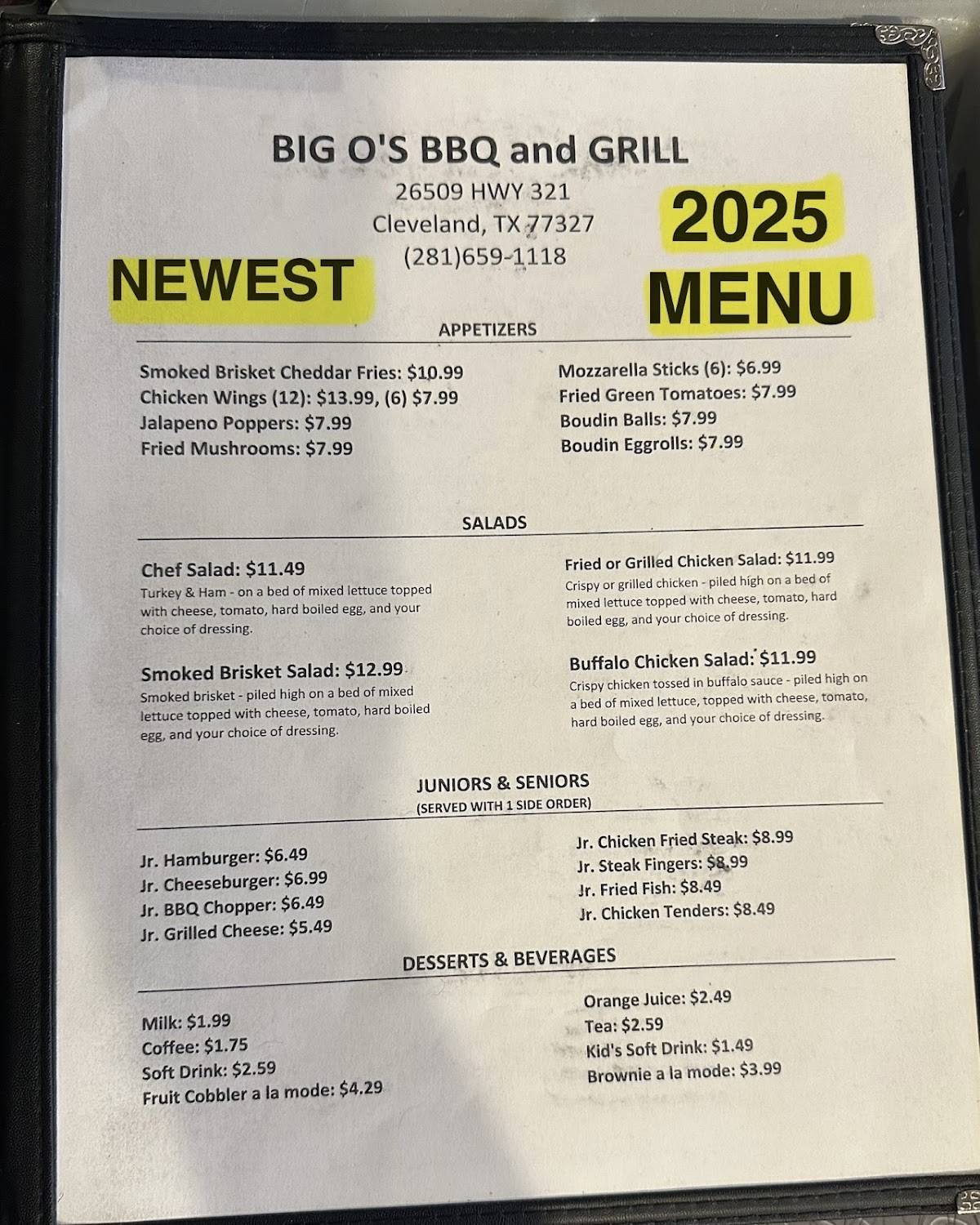 Menu at D & M Diner cafe, Cleveland