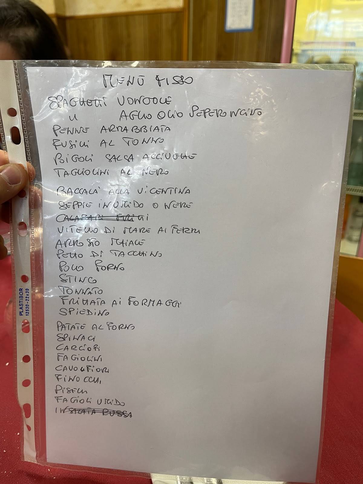 Menu da Da Pippo ristorante, Padova, Via Gattamelata