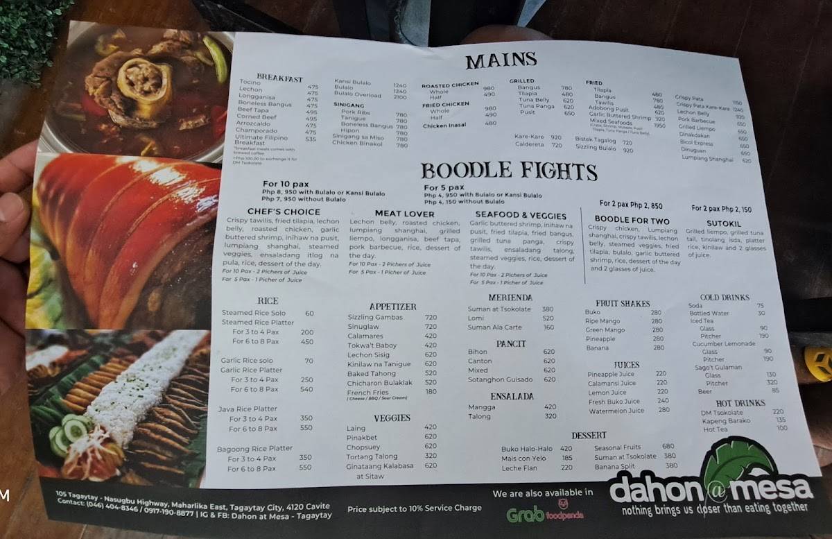 Menu at Dahon at Mesa - Tagaytay restaurant, Tagaytay