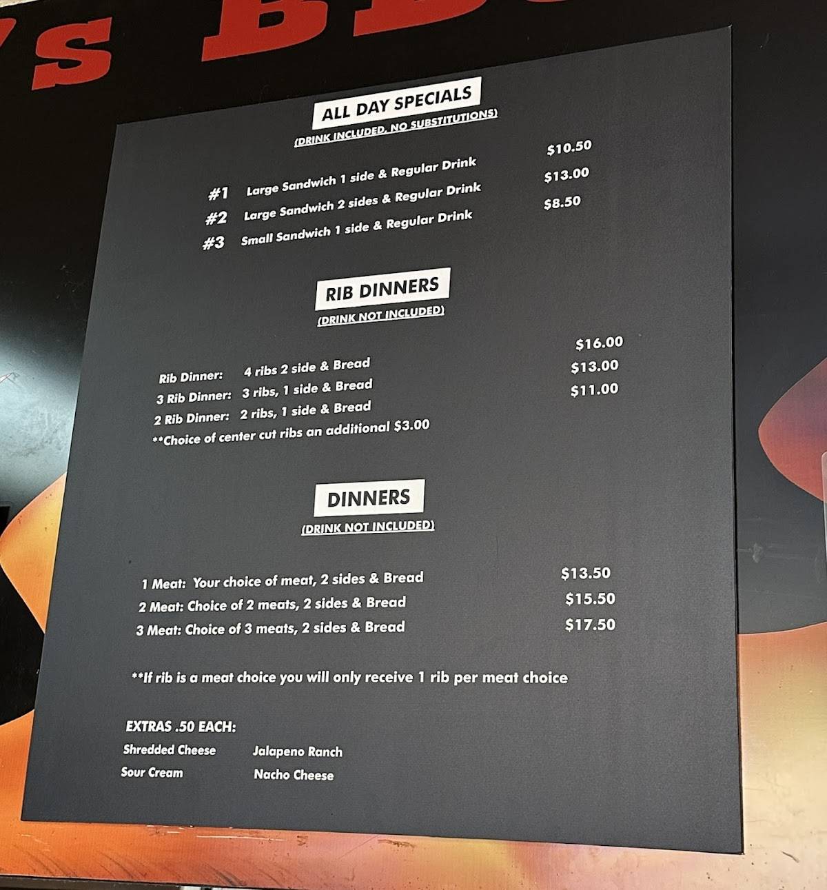 Menu at Dale's BBQ House, Oklahoma City, S Western Ave suite b