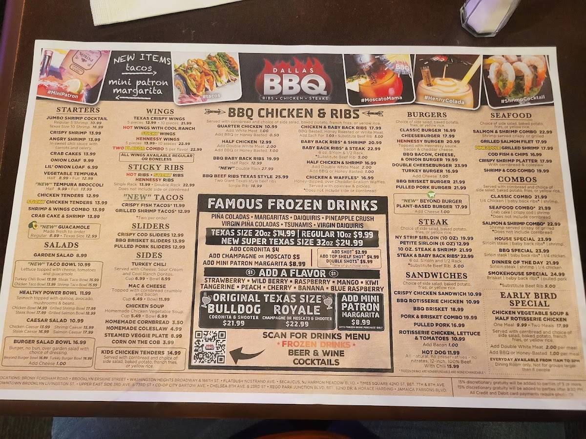 Menu at Dallas BBQ Times Square, New York City, 241 W 42nd St